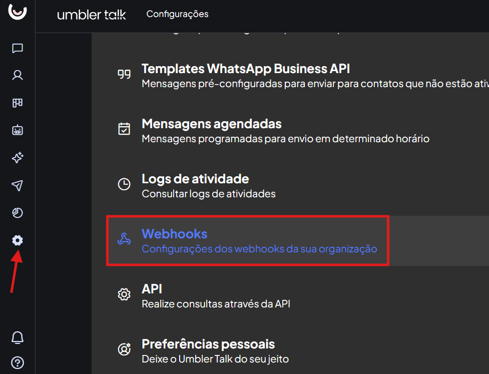 Como criar Webhooks – Tutoriais Umbler