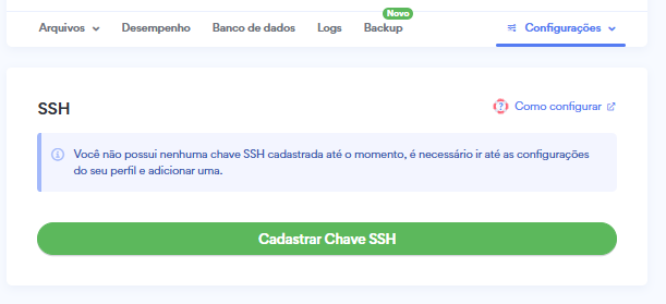 Configurando e habilitando o SSH via Painel – Tutoriais Umbler